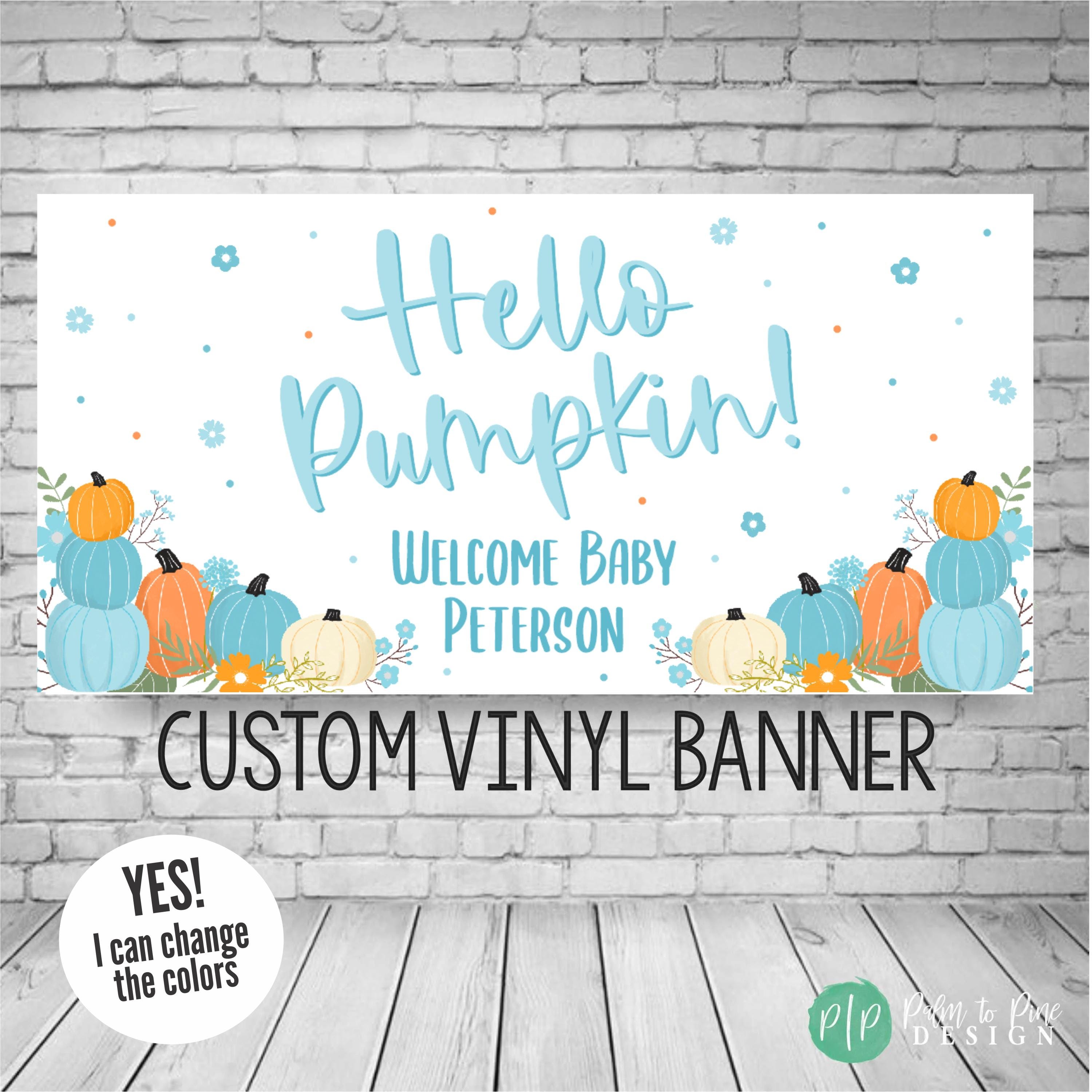 Blue Pumpkin Baby Shower Banner – Palm to Pine Design