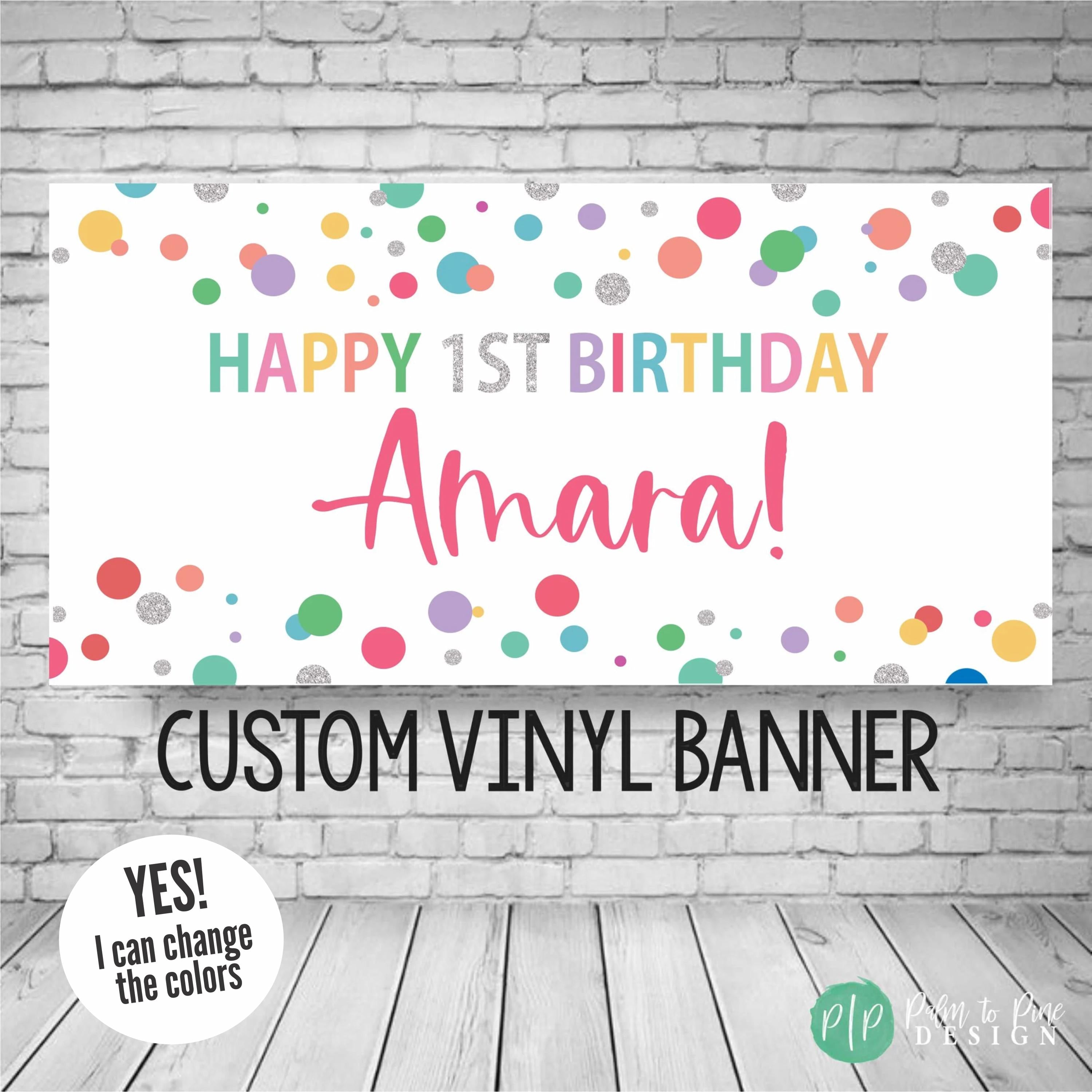 Happy birthday polka dot banner – Palm to Pine Design