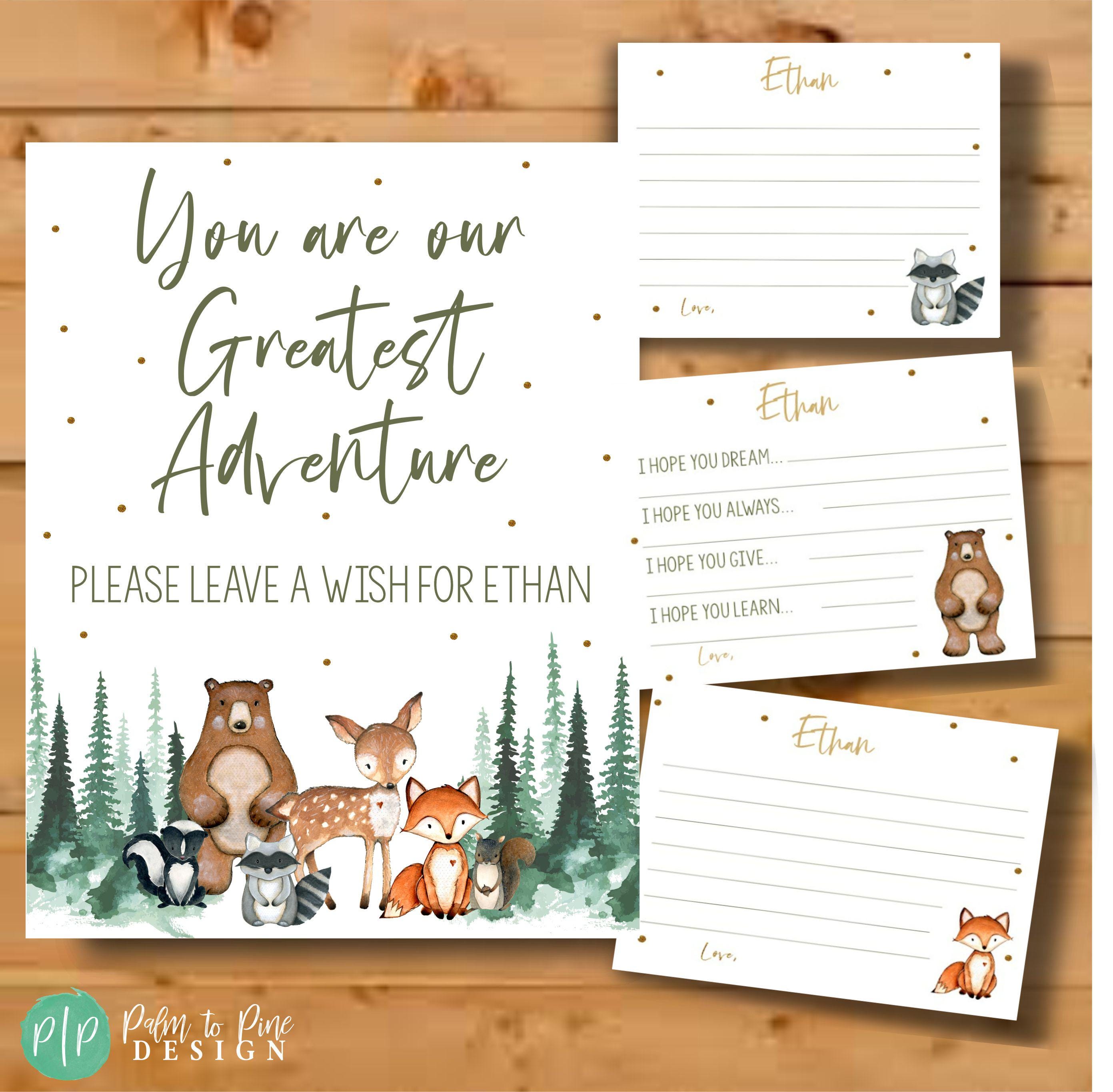 Woodland Animal First Birthday Wishes Cards, Baby Shower Time Capsule ...