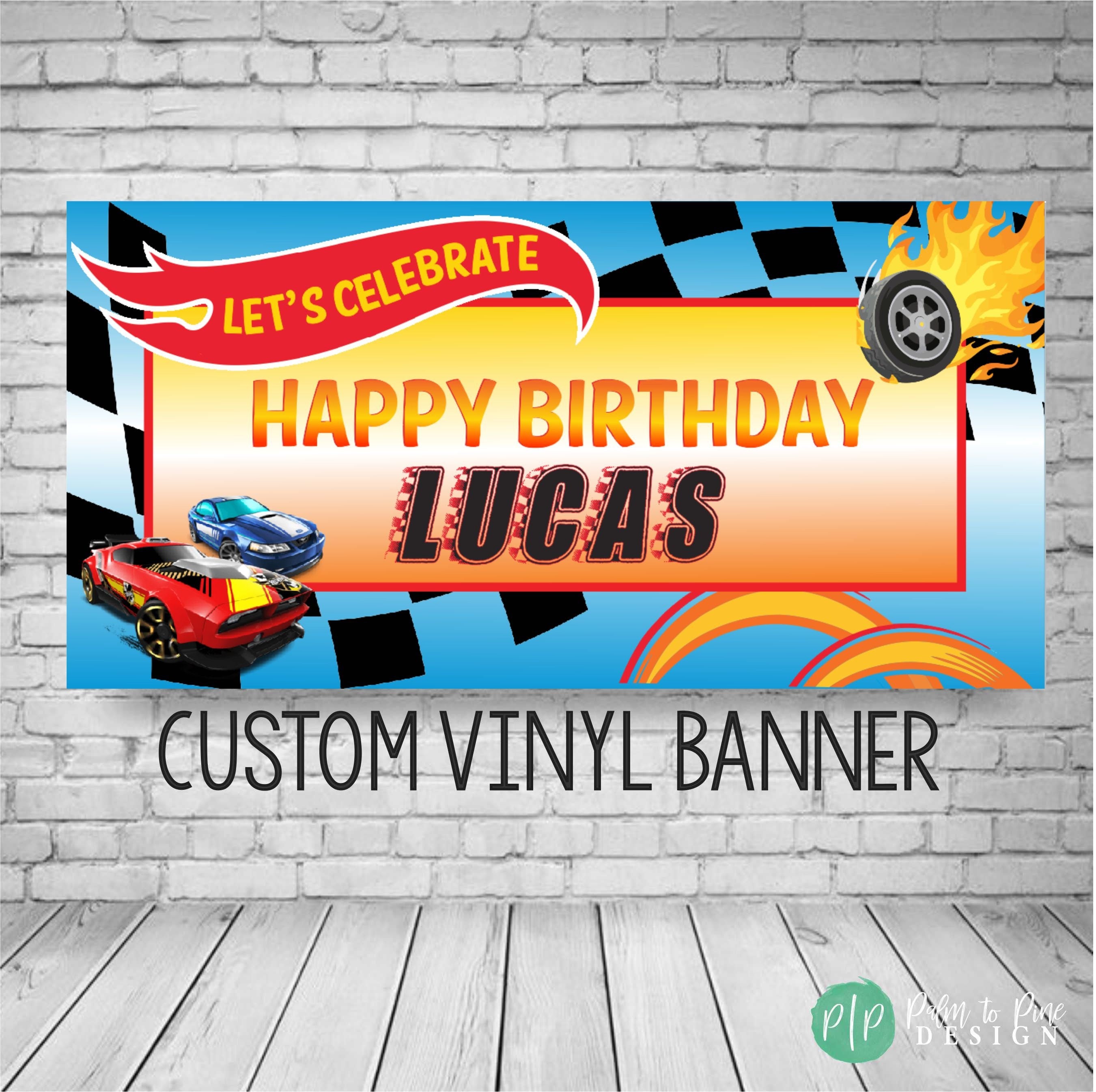 Hot Wheels Birthday Banner – Palm to Pine Design