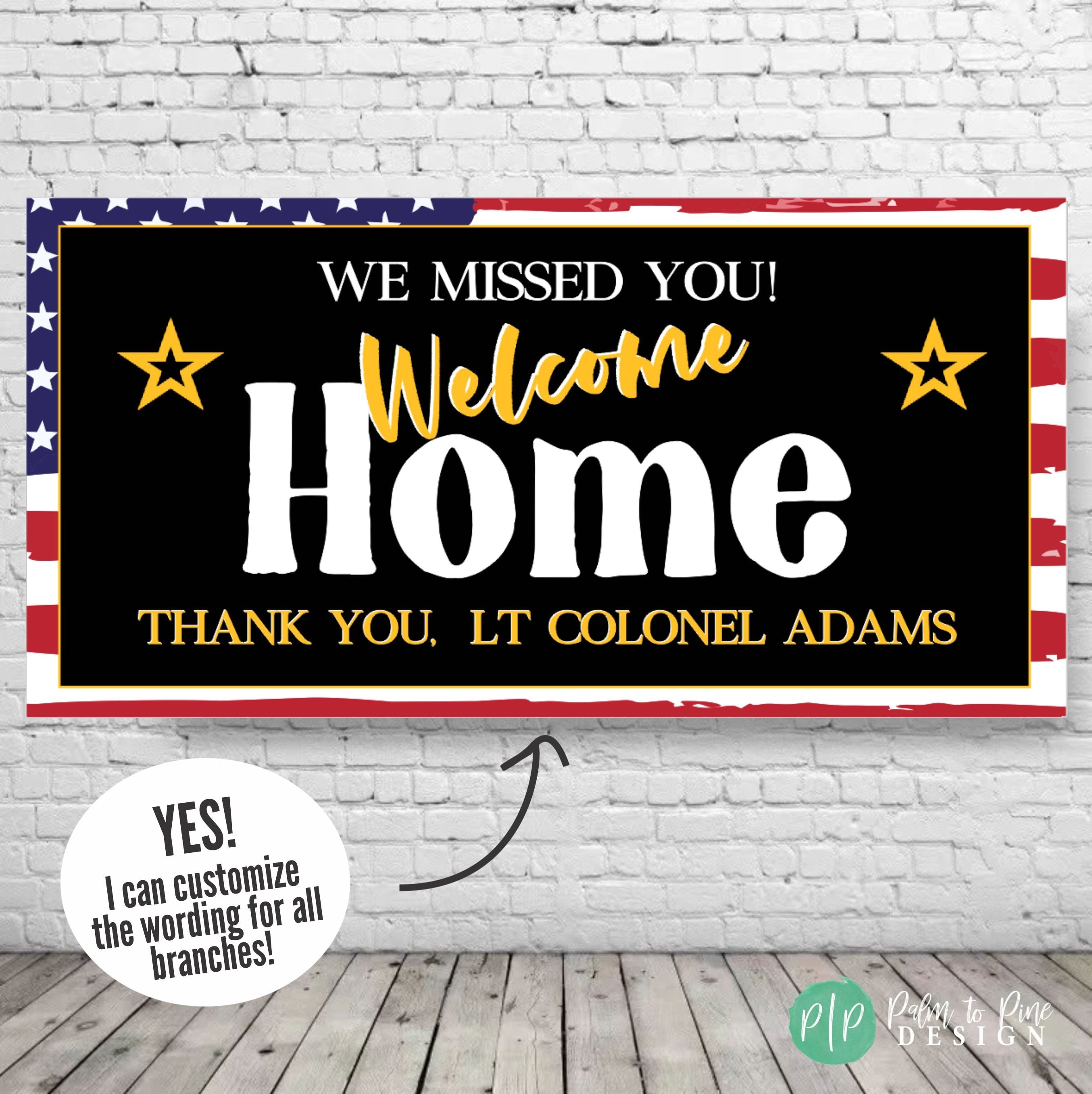 US Military Welcome Home Banner – Palm to Pine Design